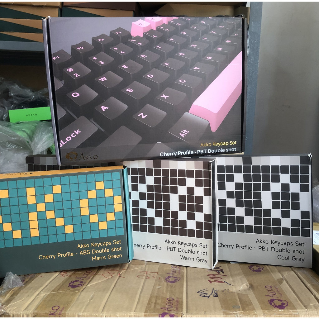 Bộ keycap akko Marrs Green \ Warm gray \ Cool gray \ Black Pink ...