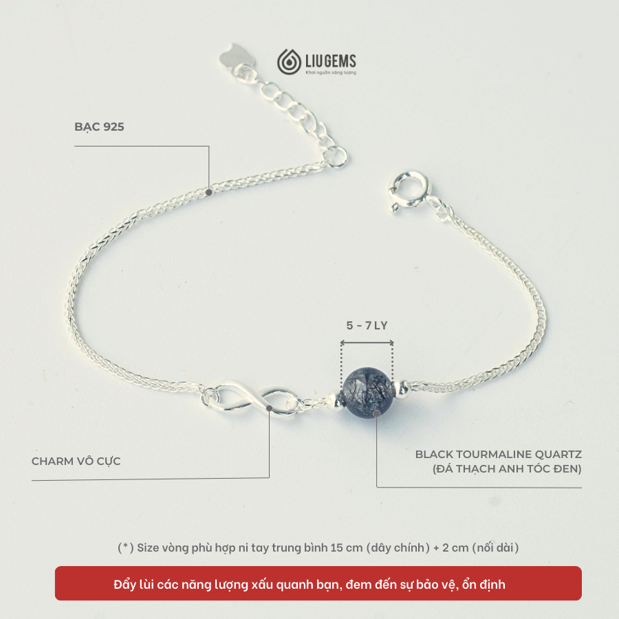 Lắc Tay Bạc Nữ Vô Cực Liugems Vòng 925 Mix Đá Phong Thuỷ Tinh Tế Dễ ...