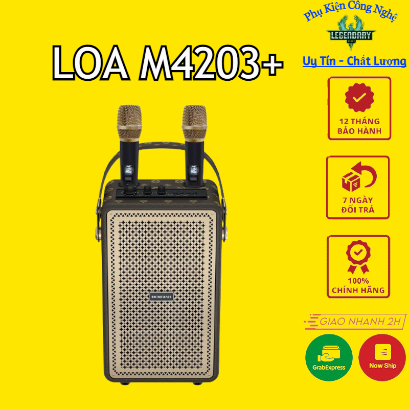 Loa Bluetooth Karaoke Booms Bass M4203+ Phiên Bản Mới Nhất, Bass Mạnh ...