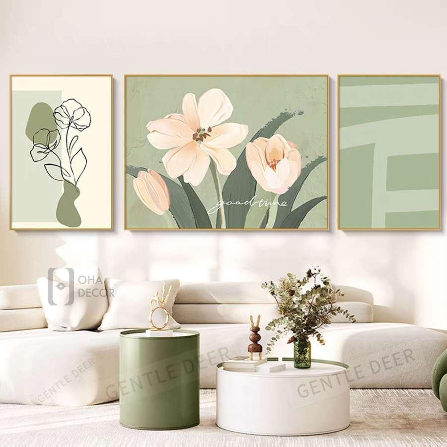 Bộ 3 Tranh Treo Tường Tráng Gương Cao Cấp Hoa XInh Trang Trí Nhà, Quán ...