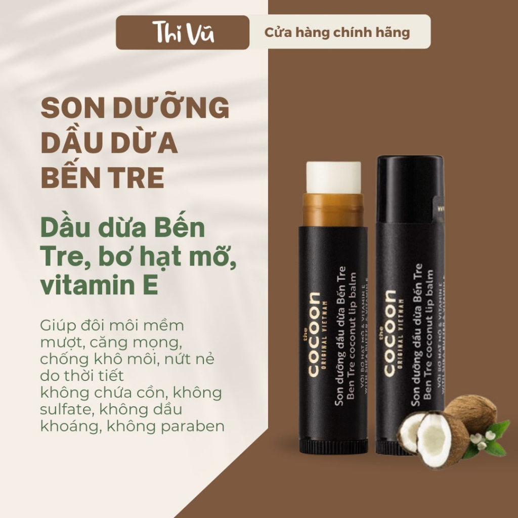 Son dưỡng Cocoon dầu dừa Bến Tre 5g - Thi Vũ | Shopee Việt Nam