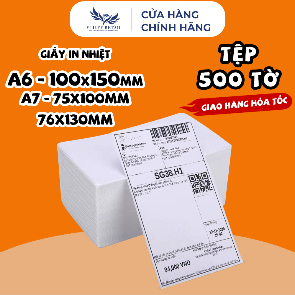 Giấy In Nhiệt A6 100x150mm Tệp 500 Tờ Tự Dính In Đơn TMĐT Loại Dày ...