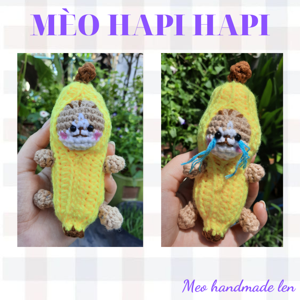 Móc khóa Mèo hapi hapi - mèo chuối - handmade len - amigurumi - crochet (Có chuông) | Shopee ...