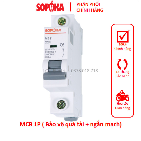 MCB 1P 1 pha CB tép át tô mát áp tô mát bảo vệ quá tải ngắn mạch 6A 10A 16A 20A 25A 32A 40A 50A ...