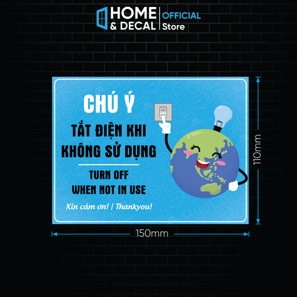 Bảng Tắt Điện Khi Không sử dụng, Decal Dán Nhắc Nhở Tắt Điện, Sticker ...