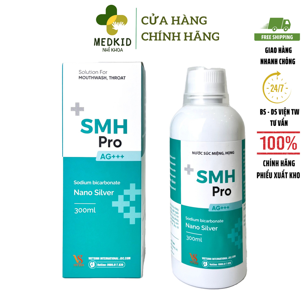 Nước súc miệng Nano bạc SMH Pro AG+++ vệ sinh răng miệng, ngăn hôi ...