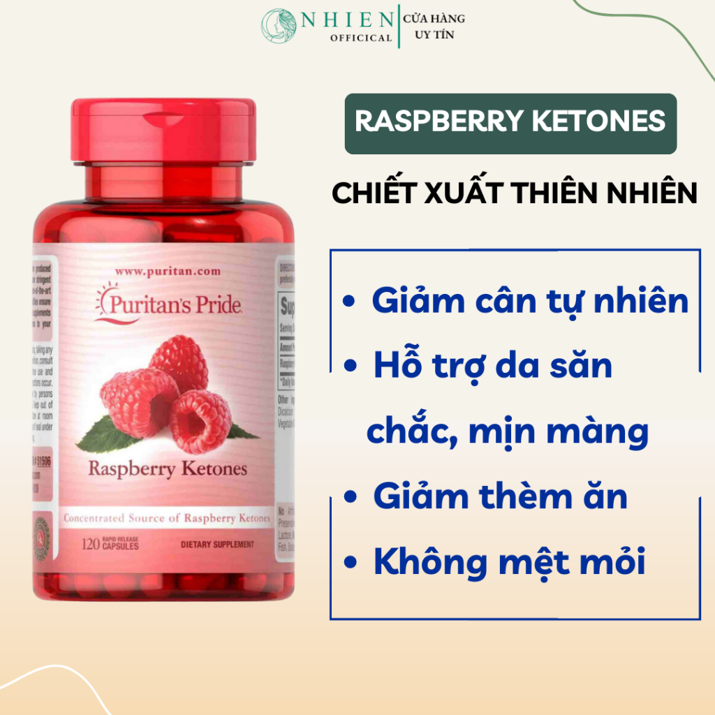 Viên uống giảm cân, giảm mỡ, đẹp da Raspberry Ketones Puritan's Pride 120 viên | Shopee Việt Nam