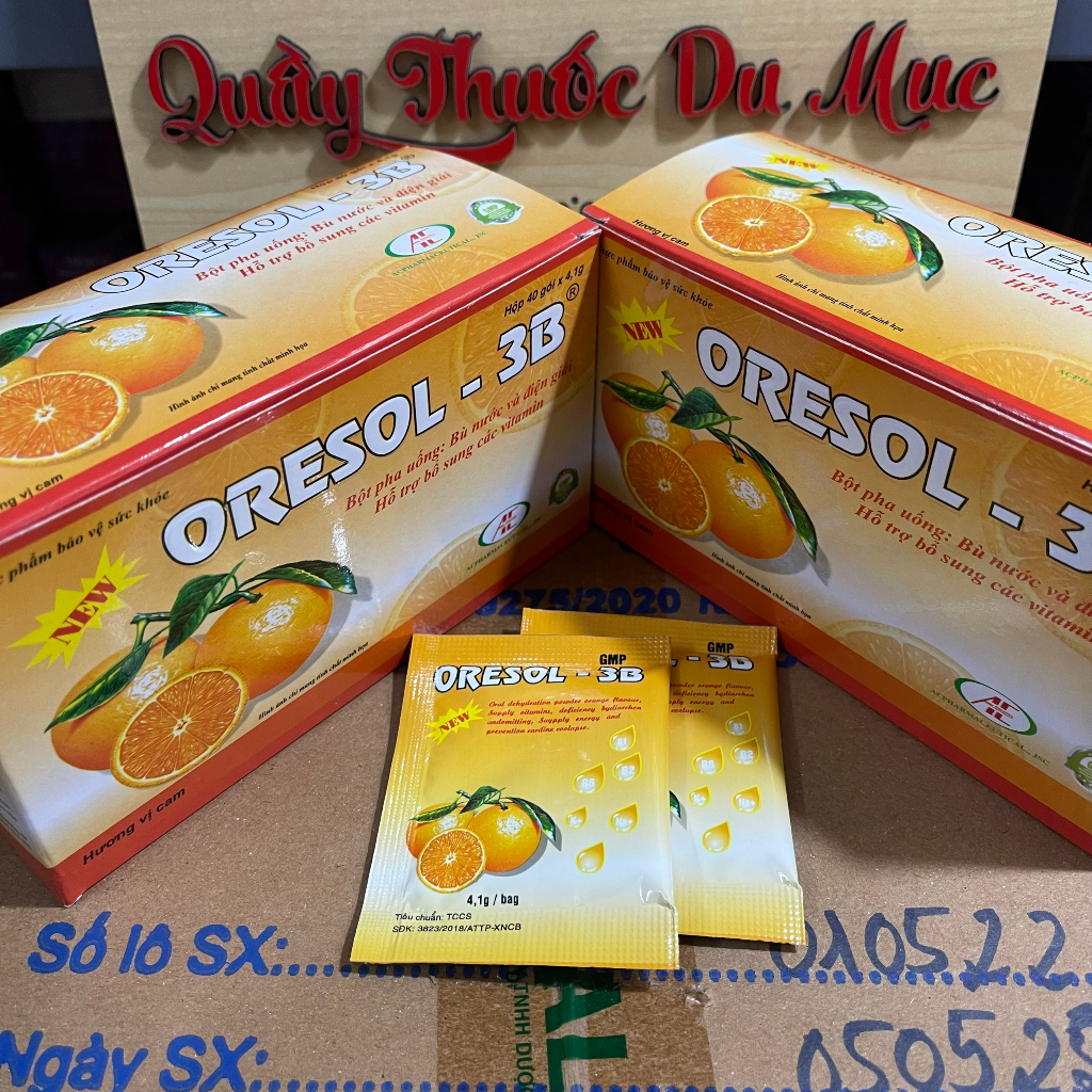 ORESOL 3B Bù Nước Và Điện Giải Hương Cam Hộp 40 Gói, Phòng Ngừa Mất ...