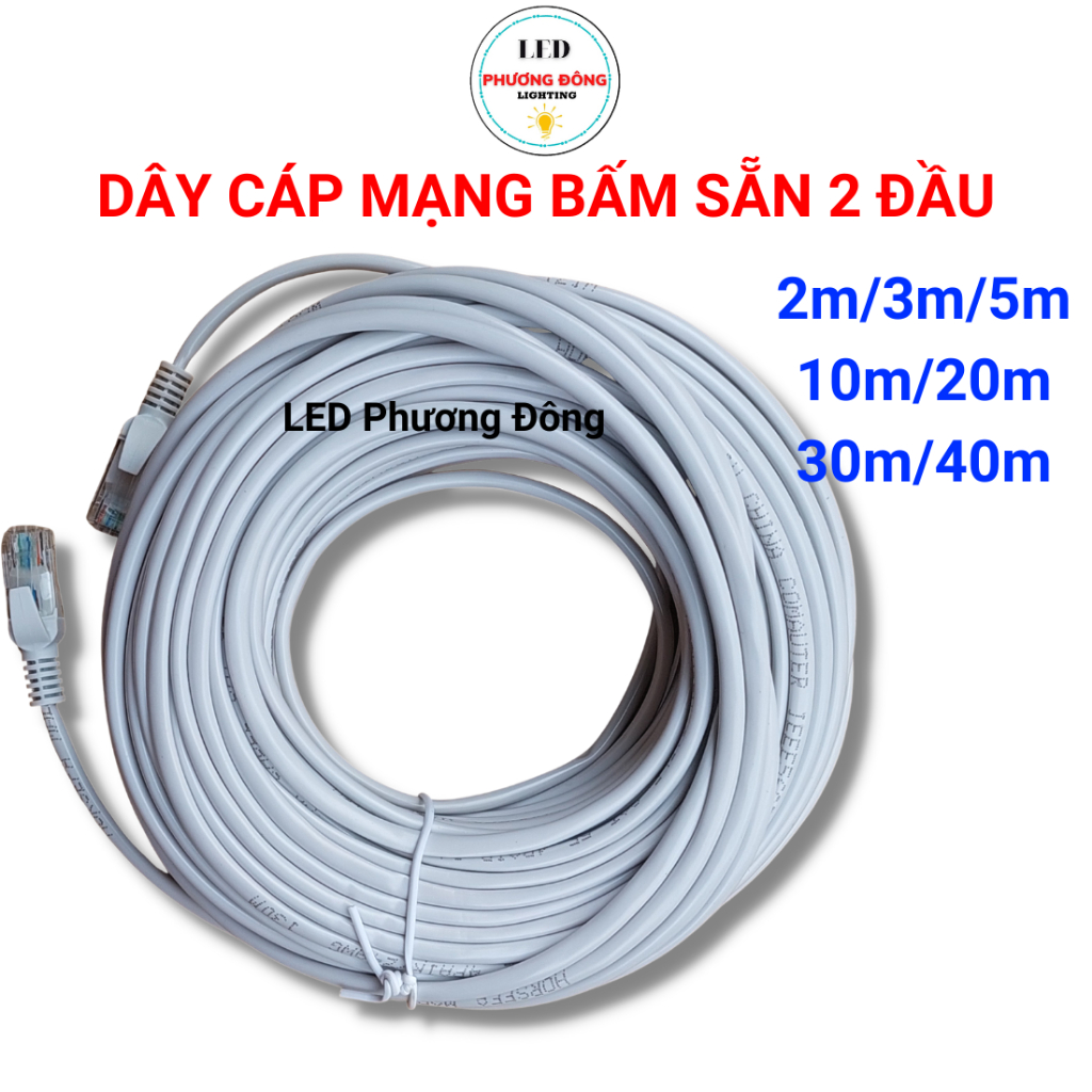Dây cáp mạng LAN bấm sẵn 2 đầu 2m/3m/5m/10m/15m/20m/25m/30m/40m/50m giá rẻ | Shopee Việt Nam