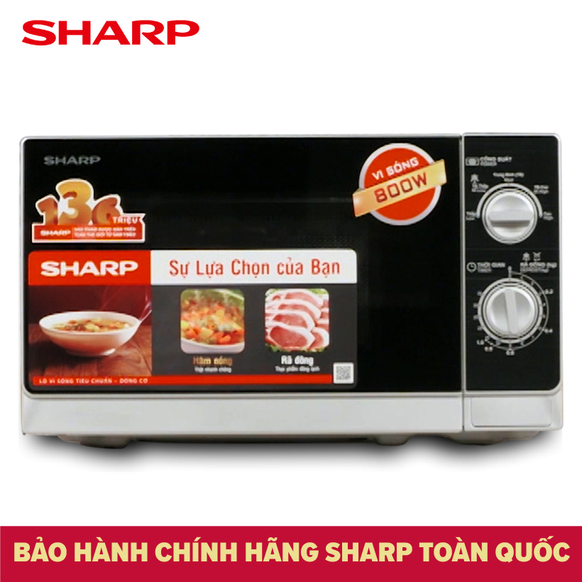 Lò vi sóng Sharp R-205VN(S) 20 lít Chính hãng 100% Công suất 800W 3 chức năng: rã đông, hâm, nấu ...