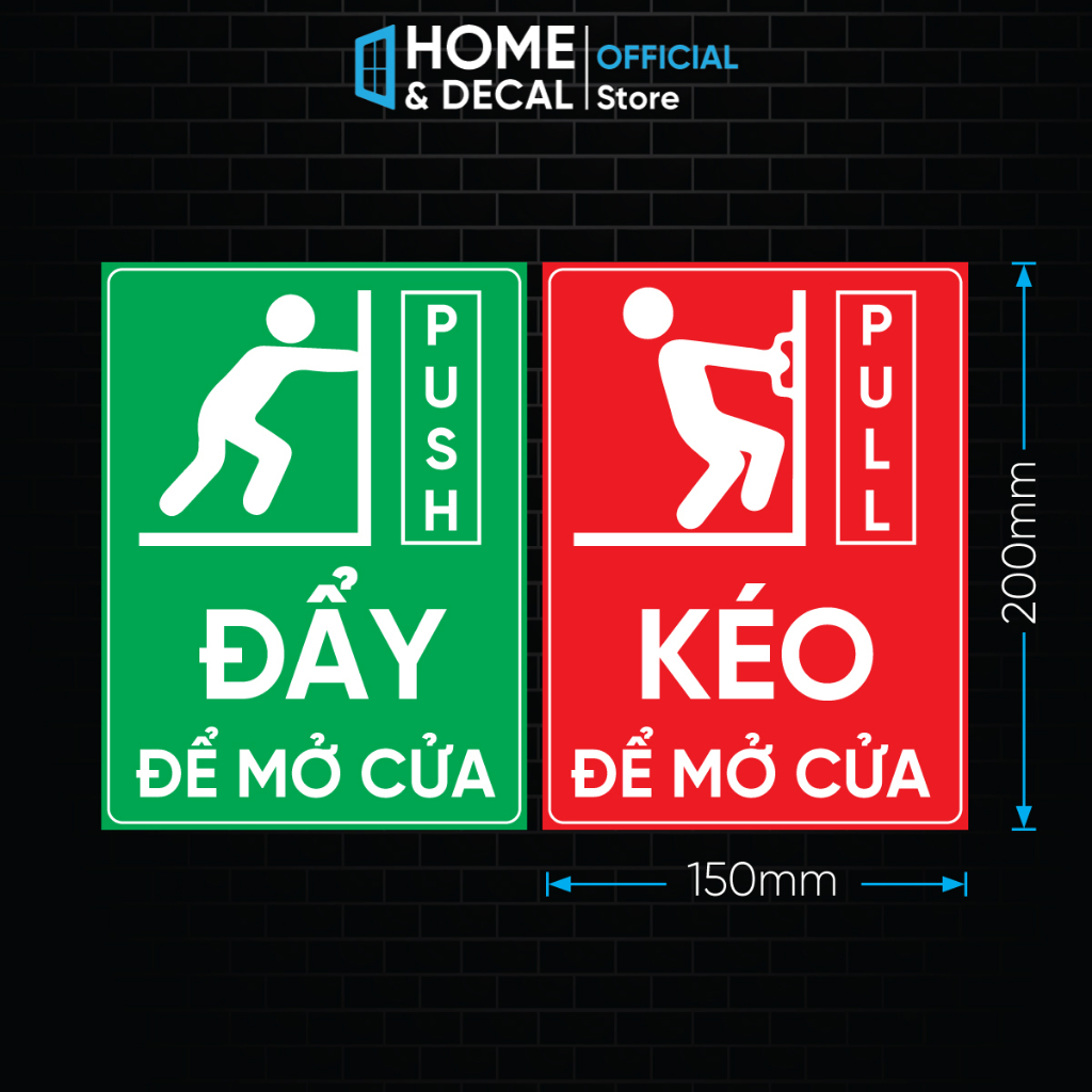 Decal Kéo Đẩy Pull Push, Bảng Kéo Đẩy Dán Cửa Kính, Gỗ, Nhựa, Sticker Decor Trang Trí Cửa Ra Vào ...