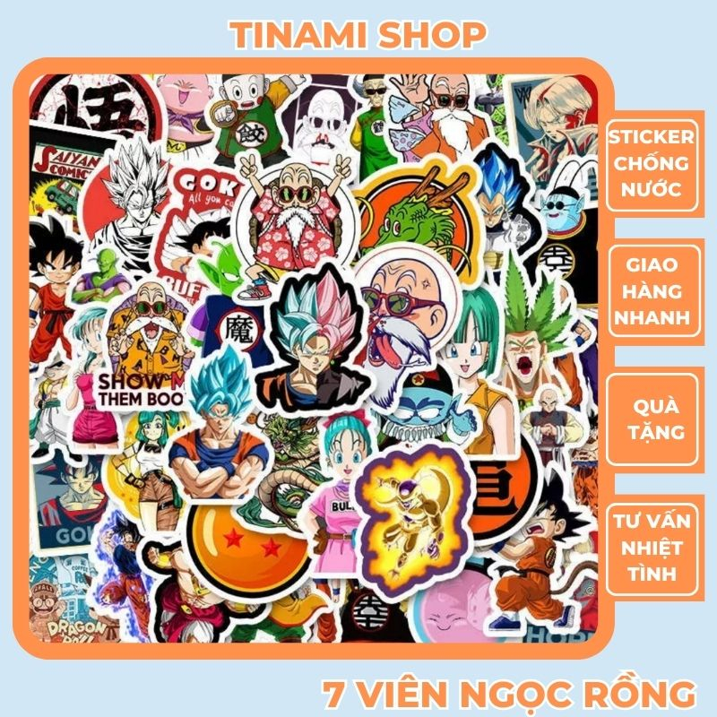 50 Sticker Dragon Ball 7 Viên ngọc rồng hình dán chống nước trang trí ...