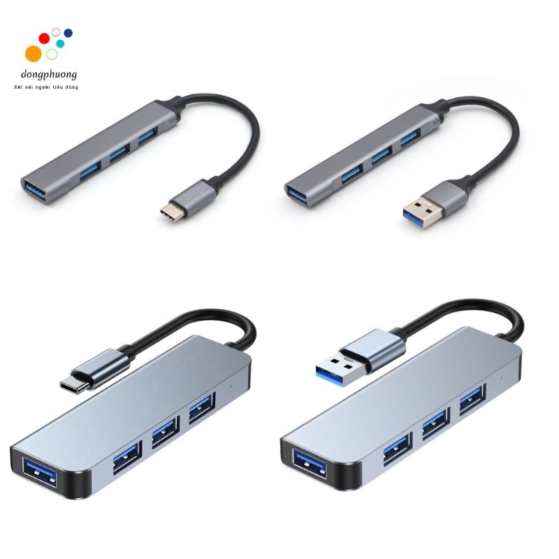 Bộ chia hud usb type C ra 4 cổng usb 3.0 dành cho pc laptop điện thoại ...