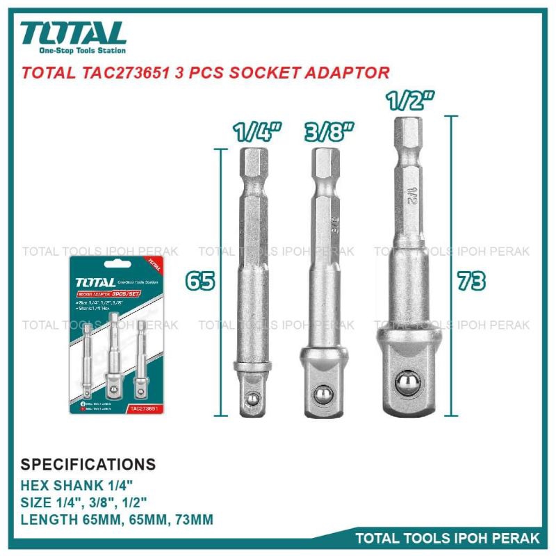Bộ 3 đầu chuyển máy vít sang bắt bu lông TOTAL TAC273651 | Shopee Việt Nam
