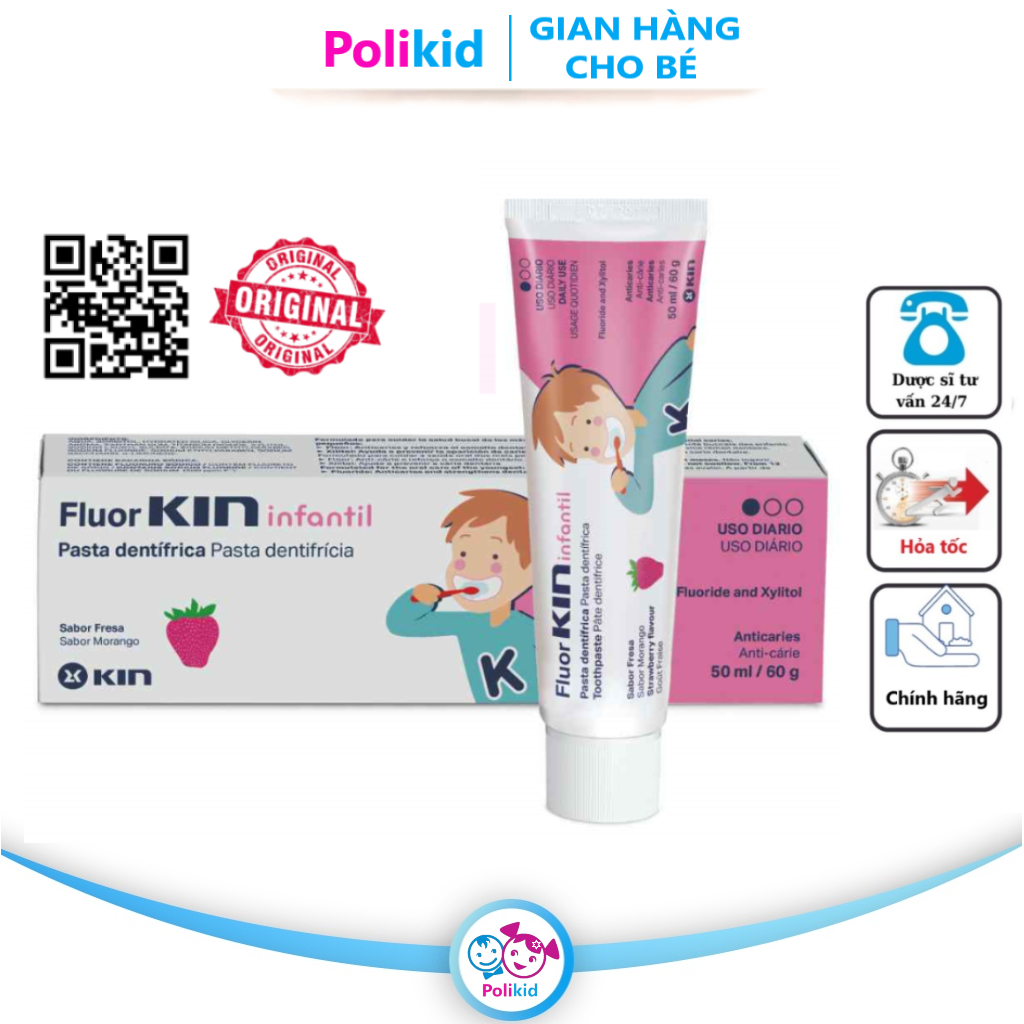 Polikid | Kem Đánh Răng Trẻ Em Fluor KIN CHILDREN ® 60g - Ngừa Sâu Răng ...