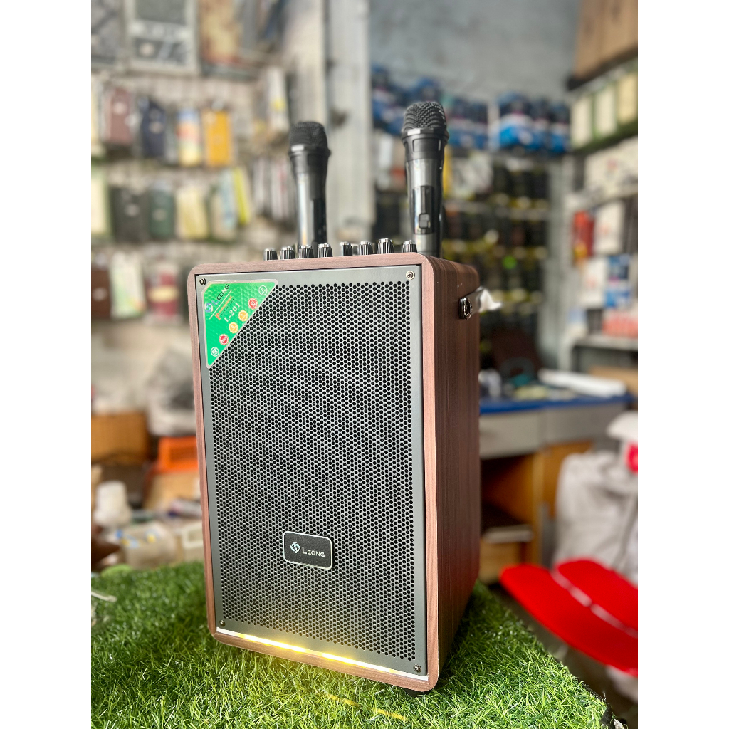 Loa L201 Bass mạnh có đèn Led, chỉnh được bass,treble của micro - Kèm 2 ...