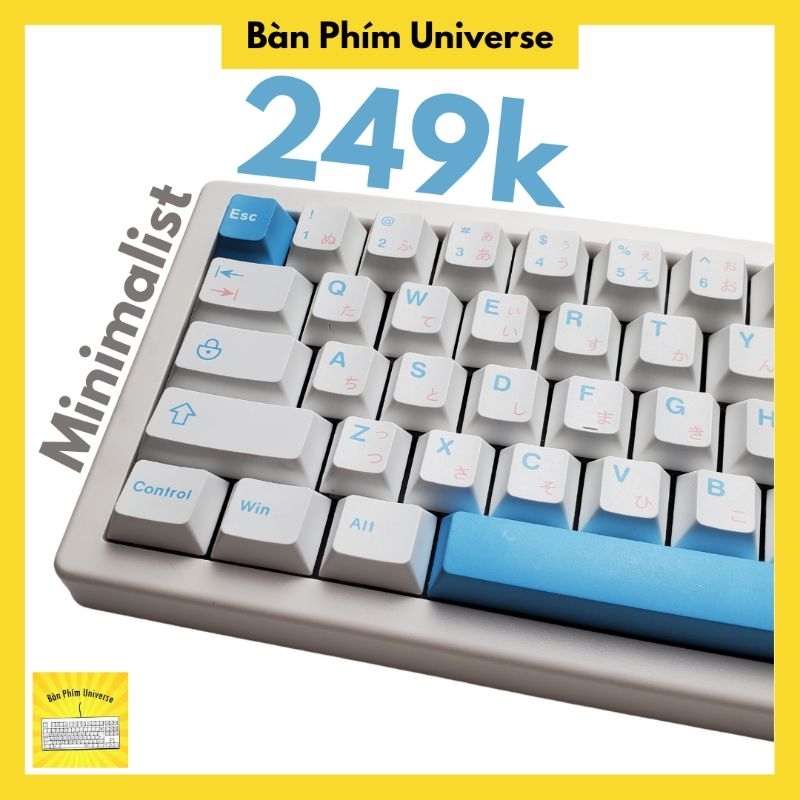 [Sẵn] Keycap Xanh Trắng Song Ngữ Minimalist siêu rẻ | nhựa PBT in ...