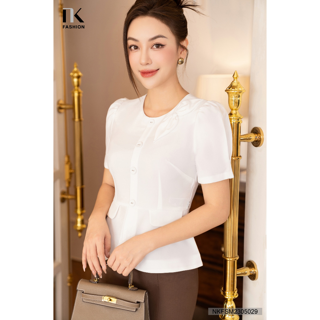 Áo Ký Giả Nữ NK Fashion Thiết Kế Nơ Vai Kiểu Dáng Thanh Lịch Trẻ Trung NKFSM2305029 | Shopee ...