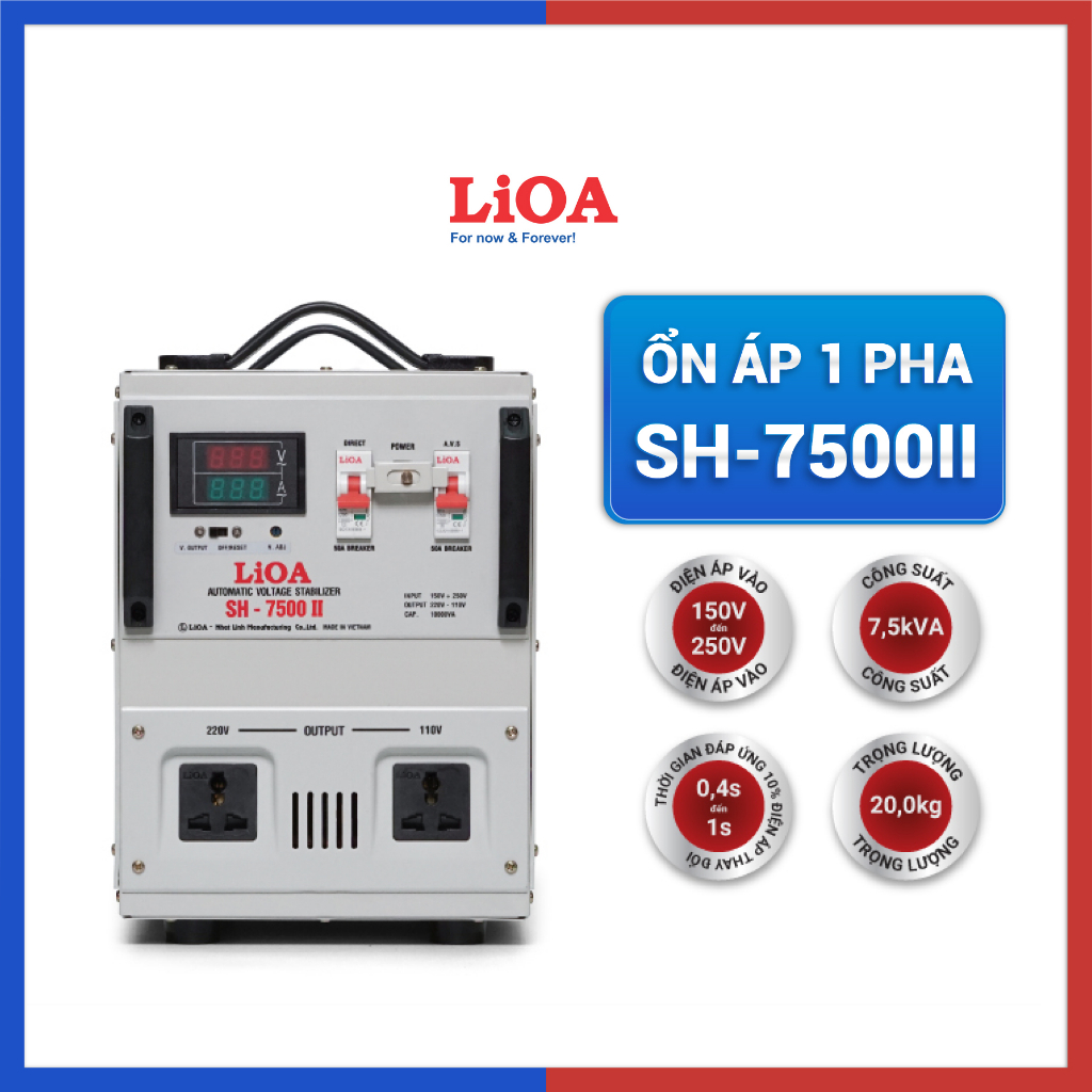 [CHÍNH HÃNG] Ổn áp LiOA 7.5KVA SH-7500II dải 150V chính hãng Nhật Linh 7500VA 7500W dây đồng thế ...