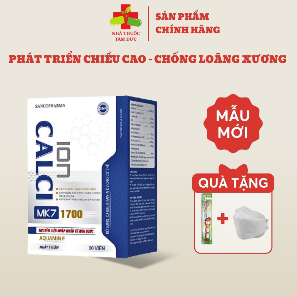 Viên Bổ Sung Canxi Ion Calci MK7 1700 Giúp Xương Răng Chắc Khỏe Phát Triển Chiều Cao Giảm Nguy ...