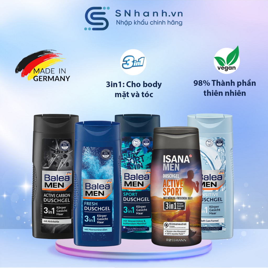Sữa rửa mặt BALEA MEN, sữa tắm gội 3in1 BALEA & NIVEA MEN | Shopee Việt Nam