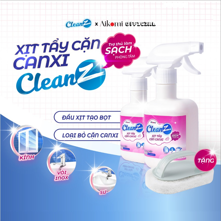 Chai Xịt Tẩy Cặn Canxi CleanZ Aikomi Chống Ăn Mòn Inox Vệ Sinh Vòi Rửa ...