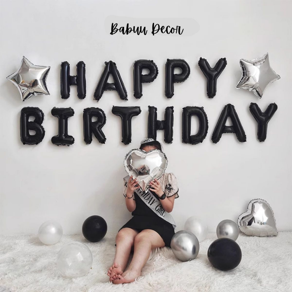 Phụ kiện trang trí sinh nhật tone đen Babuu Decor | Shopee Việt Nam