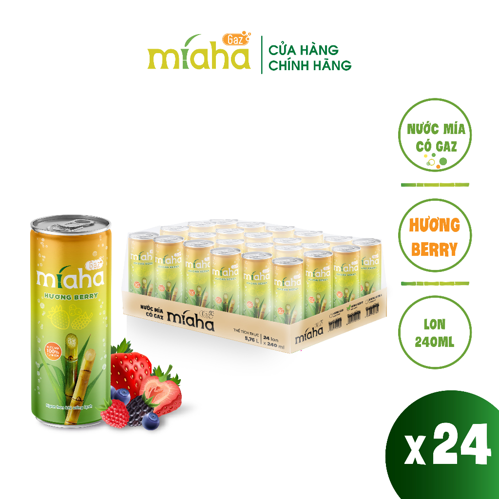 Thùng 24 Lon Nước mía Miaha Gaz Hương Berry | Shopee Việt Nam