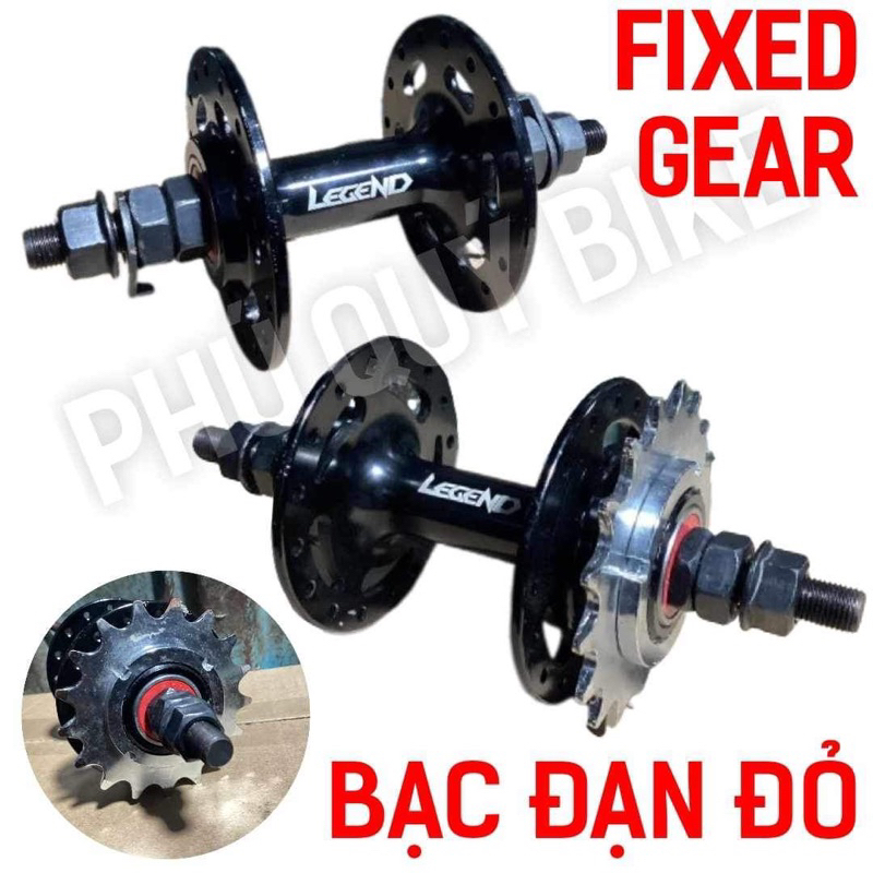 ĐÙM FIXED GEAR LEGEND TRƯỚC SAU 32 LỖ BẠC ĐẠN ĐỎ KÈM NHÔNG 16 RĂNG ...