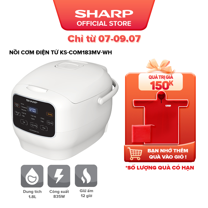 Nồi Cơm Điện Sharp KS-COM183MV-WH 1.8L | Shopee Việt Nam