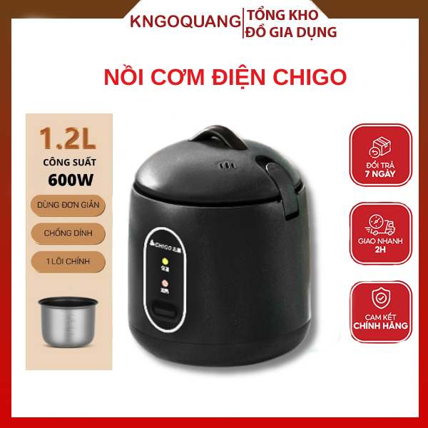 Nồi Cơm Điện Mini Tráng Chống Dính CHIGO, Nấu Hầm Súp Cháo Đa Năng, Dung Tích 1,2L Phù Hợp Cho 1 ...