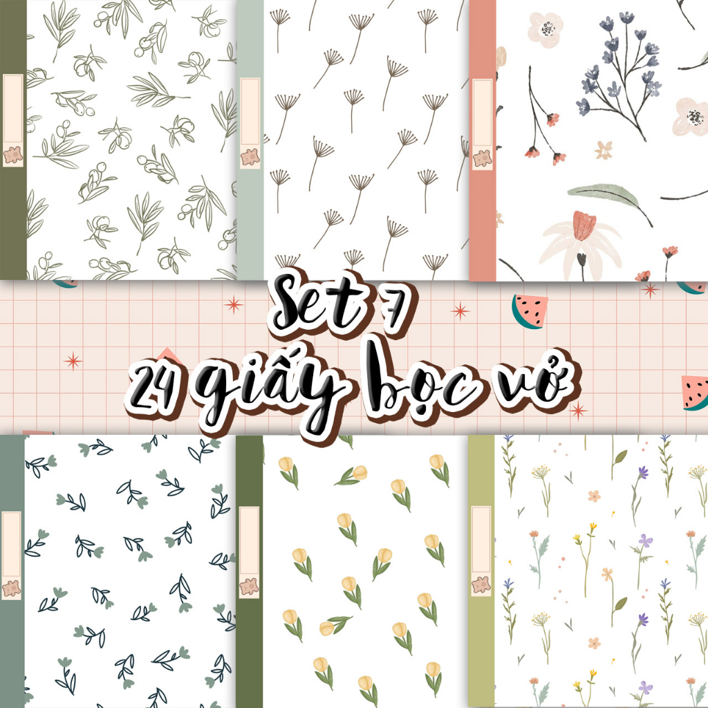 [Set 7] Giấy bọc vở, giấy bao tập, bao tập A5, bao tập B5, bao sách ...