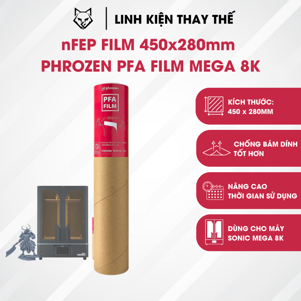 nFEP film khổ 450*280mm thay thế cho máy in 3D resin Sonic Mega 8K ...