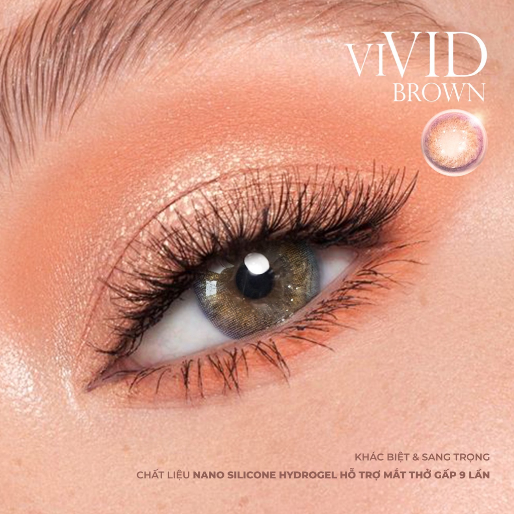 [0-8 Độ] Vivid Brown - Lens Nâu Ánh Nhũ Kim N'Rosa - Silicone Hydrogel ...