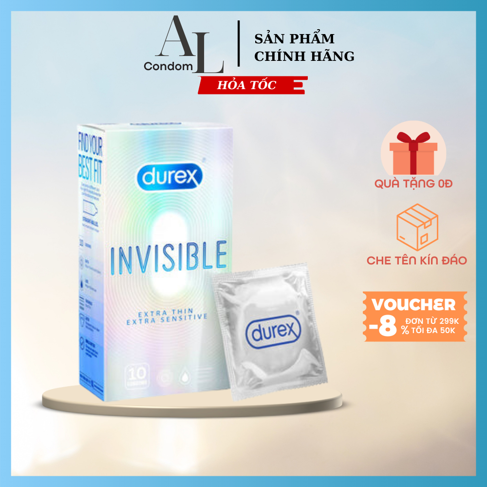 Bao cao su durex siêu mỏng kéo dài thời gian quan hệ invisible hộp 10 ...