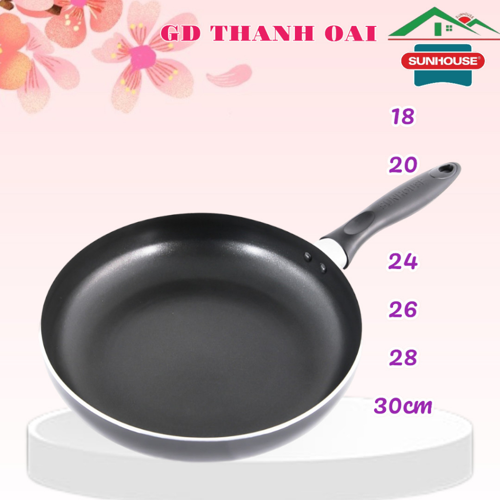 Chảo trơn chống dính SUNHOUSE đủ size CT14-CT30 (14/16/18/20/22/24/26/28/30CM) | Shopee Việt Nam