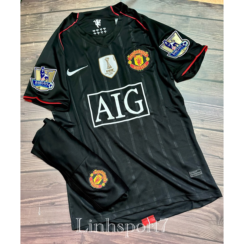 Bộ Bóng Đá Hàng Thái CLB MU - Manchester United AIG 2008 màu đen ...