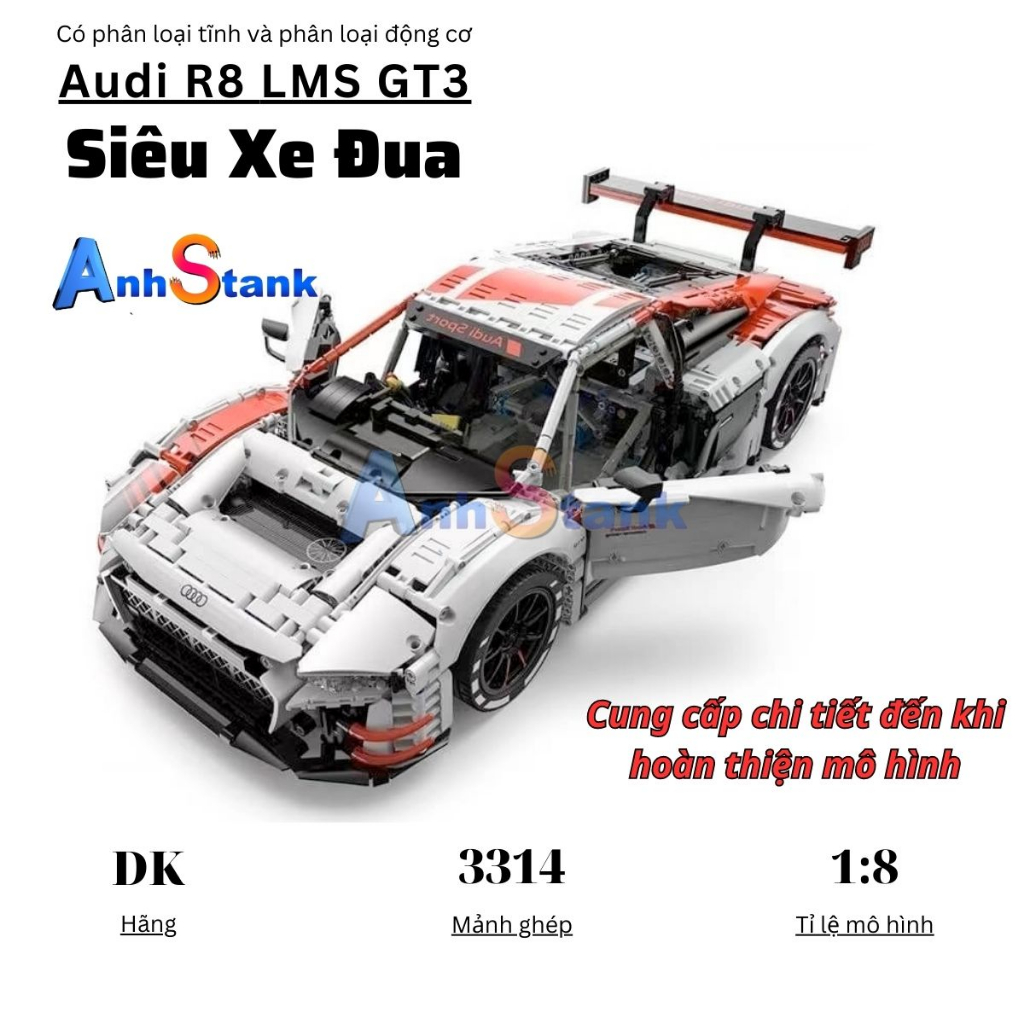 Mô hình lắp ráp siêu xe technic Audi R8 LMS GT3 tỉ lệ 1:8 3314 chi tiết ...