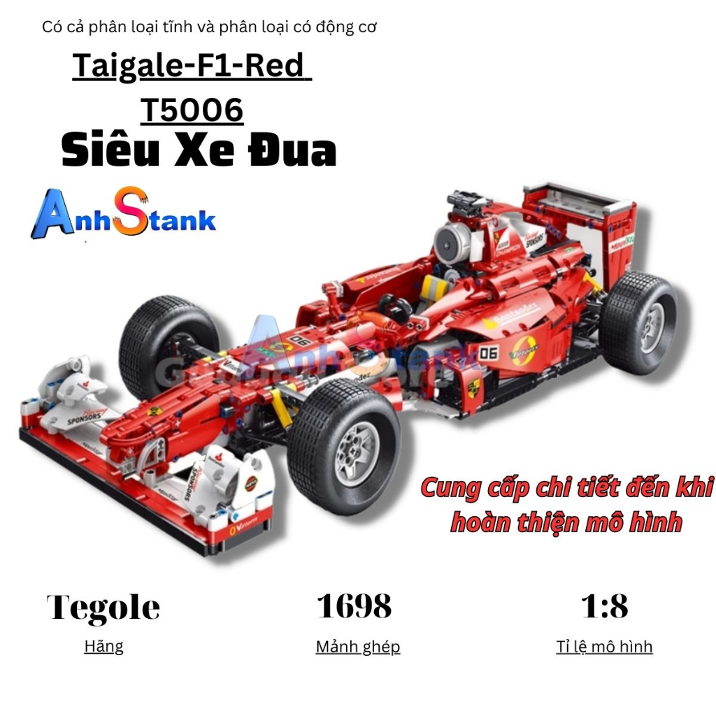 Mô hình lắp ráp siêu xe đua technic Taigale F1 Red T5006 tỉ lệ mô hình ...