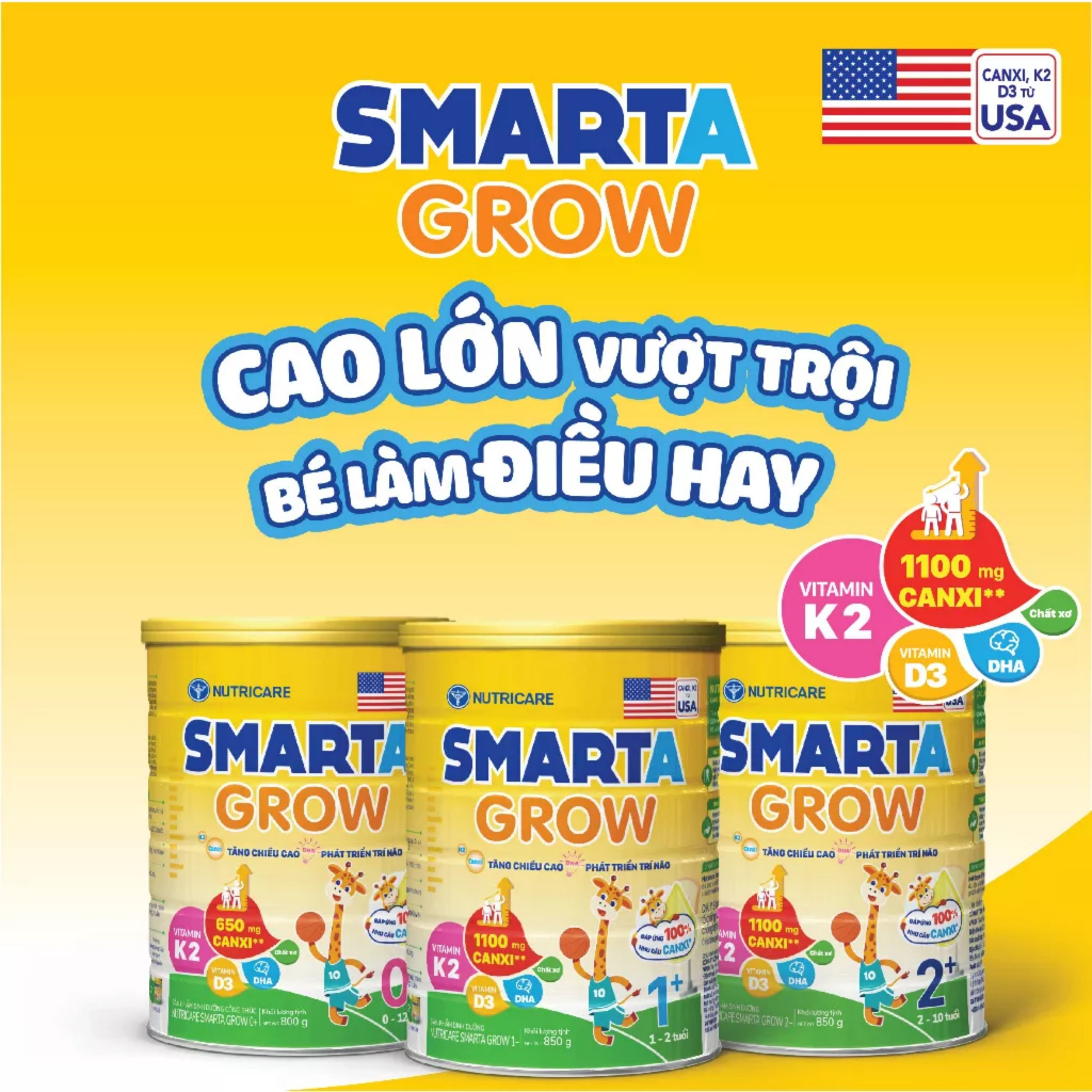 Sữa bột Nutricare Smarta Grow phát triển chiều cao 0+/1+/2+850g ...