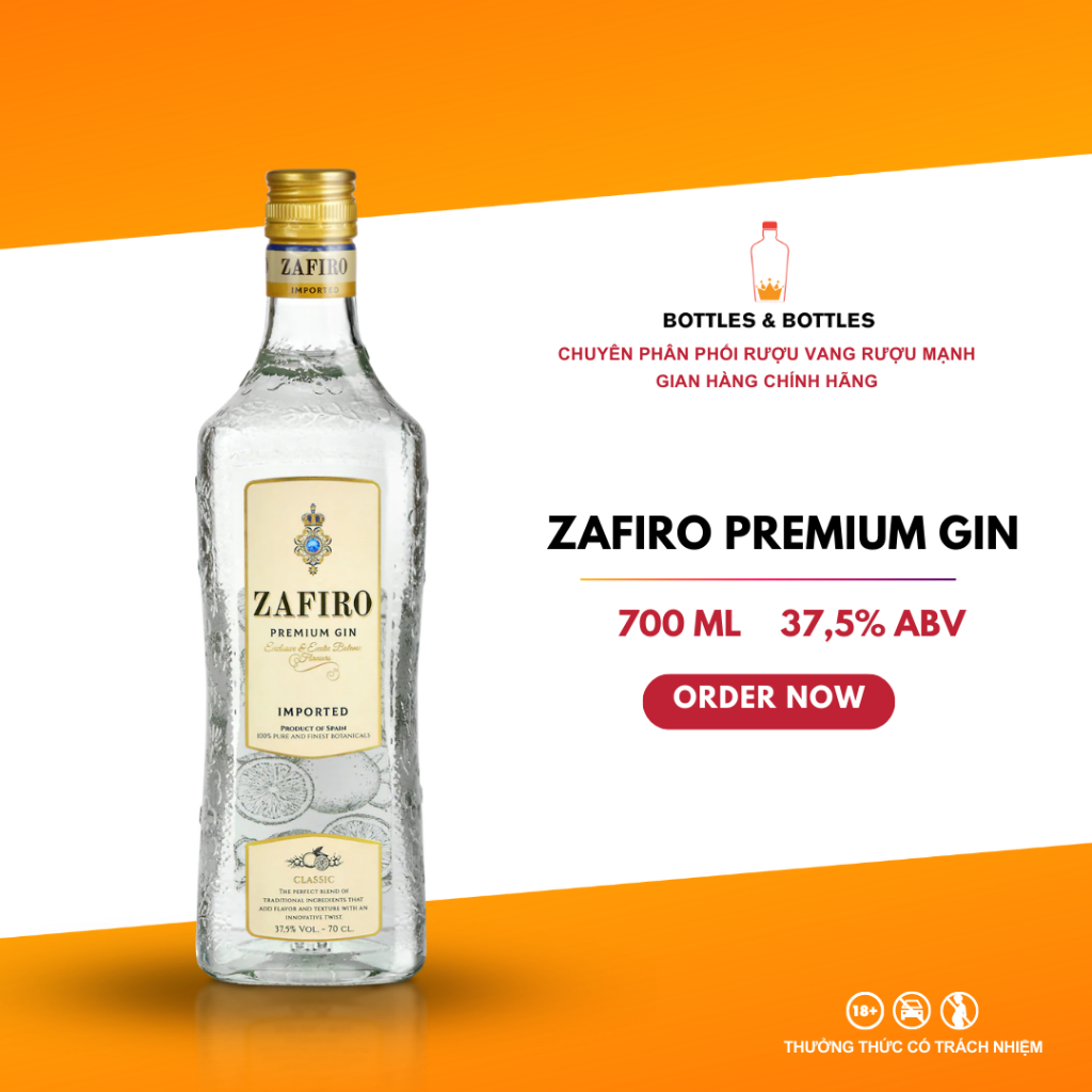 [CHÍNH HÃNG] Rượu Zafiro Premium Classic Gin - 700ML - 37.5% | Shopee ...
