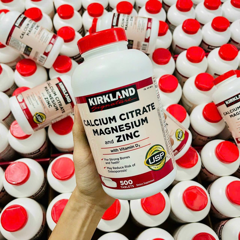 Thực phẩm bổ sung Canxi, Magie, Kẽm Kirkland Calcium Citrate Magnesium & Zinc hộp 500 viên ...