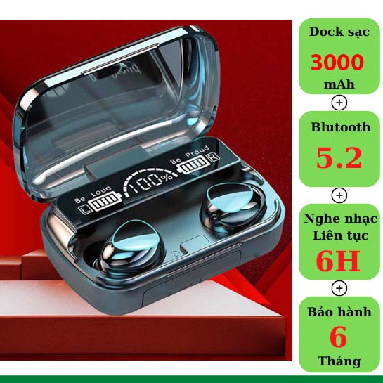 Tai Nghe Bluetooth không dây M10 bản Pro pin Trâu 3500mah, nút cảm ứng tự động kết nối chống ...