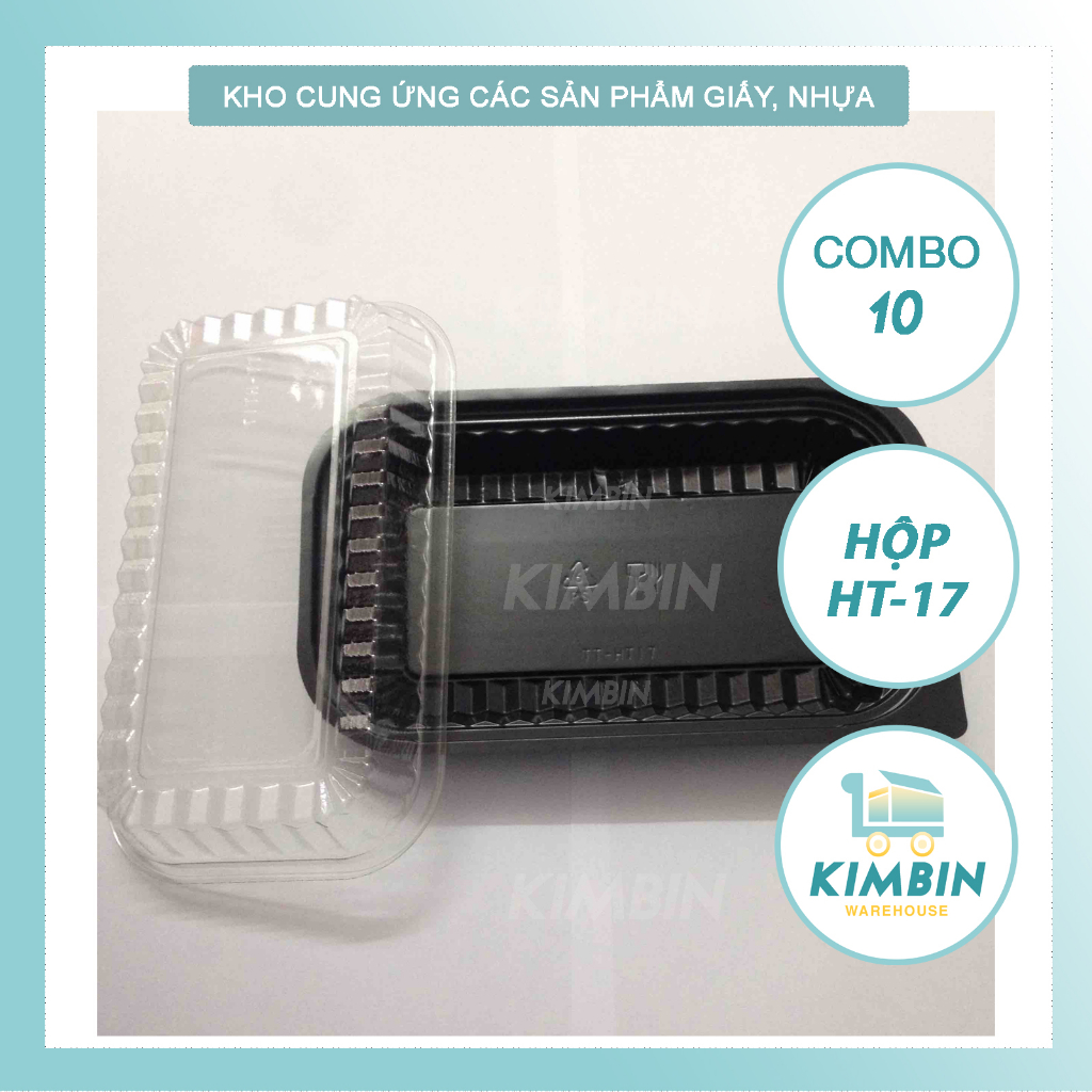 [Combo 10] Hộp nhựa đế đen HT17 kèm nắp, đựng thức ăn, trái cây gọt sẵn, sushi, loại 1 ngăn và 2 ...