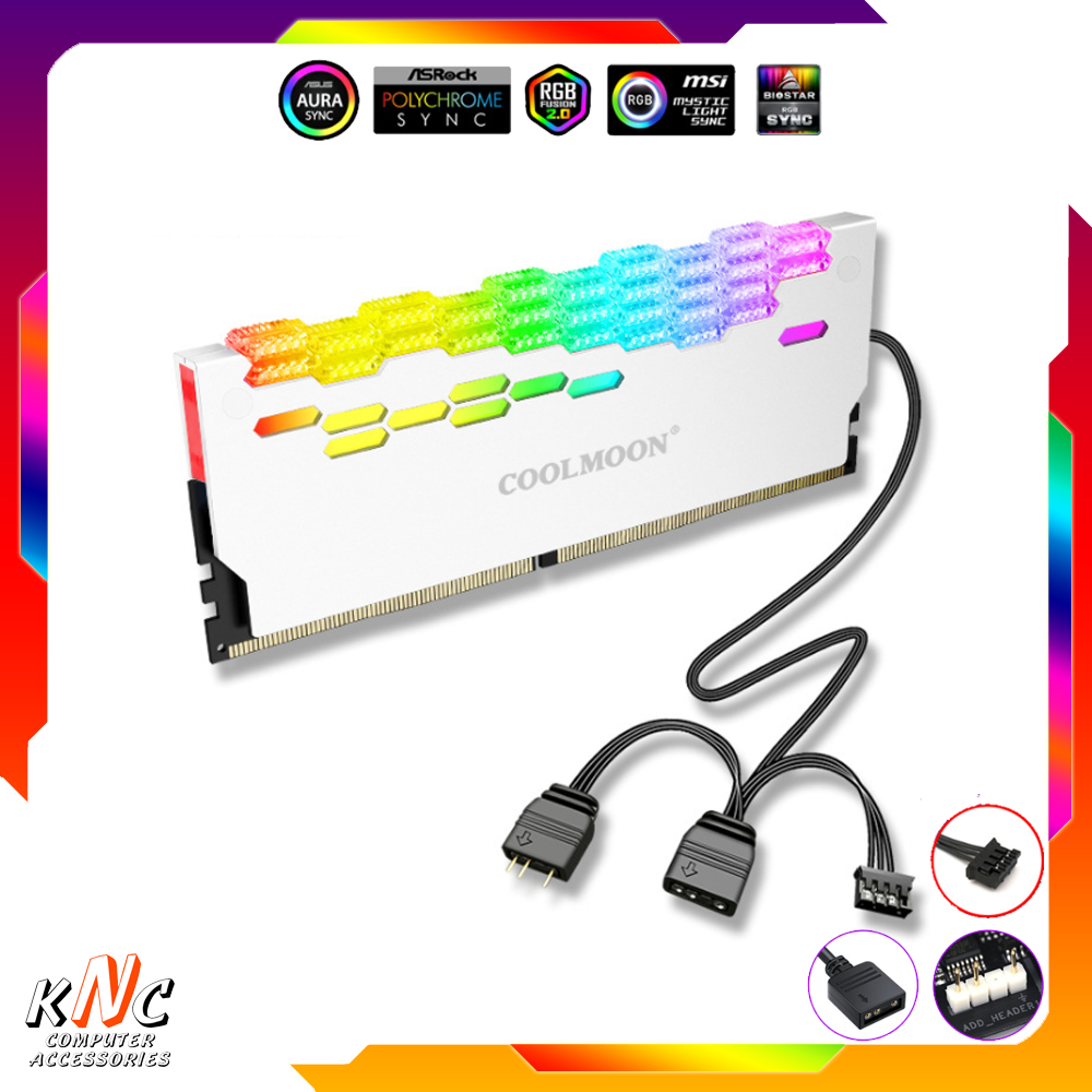 Tản Nhiệt Làm Mát Ram Coolmoon Led 5v ARGB RA-2 Màu Trắng Đồng Bộ ...