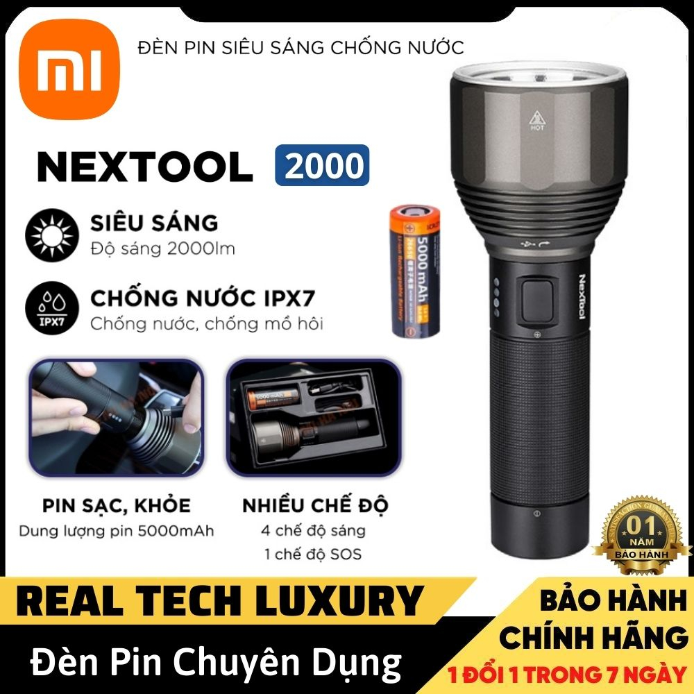 Đèn pin siêu sáng Xiaomi Nextool NE0126 LED 2000 siêu bền ,chống nước IPX7 - khoảng cách chiếu ...