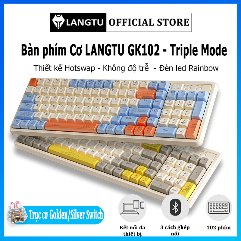 Bàn Phím Cơ Hotswap Không Dây GK102 LANGTU Ban Phim Máy Tính Văn Phòng Có Đèn Led LT09 | Shopee ...
