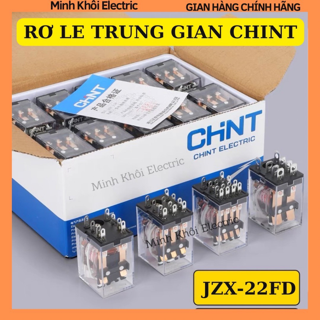 Rơ le trung gian Chint 8 và 14 chân kèm đế,relay Chint 220V,24V,12V, relay trung gian chint, ro ...