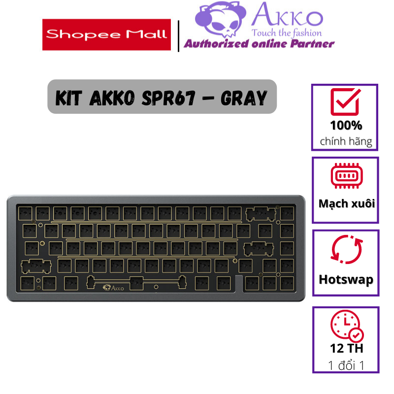 KIT bàn phím AKKO SPR67 – Gray (Full nhôm / Spring mount / Flex-cut / Mạch xuôi) | Shopee Việt Nam