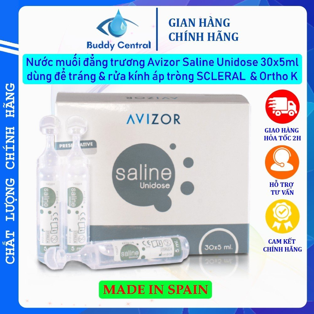Dung dịch muối đẳng trương lens kính áp tròng Avizor Saline Unidose 30 ống 5ml/hộp - Buddy ...